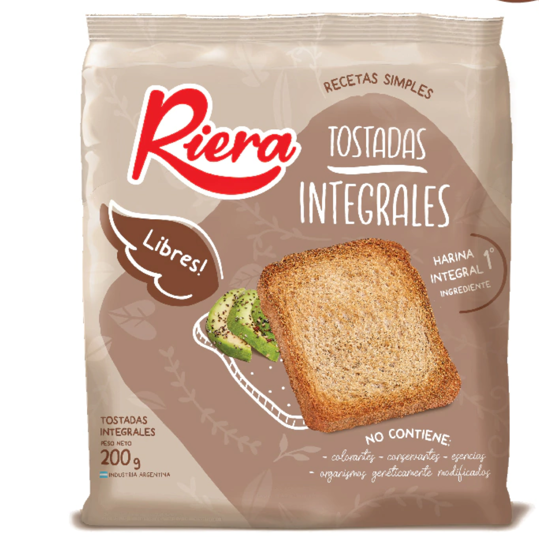 TOSTADAS INTEGRALES RIERA X 200G - Distribuidora Uruguay Express